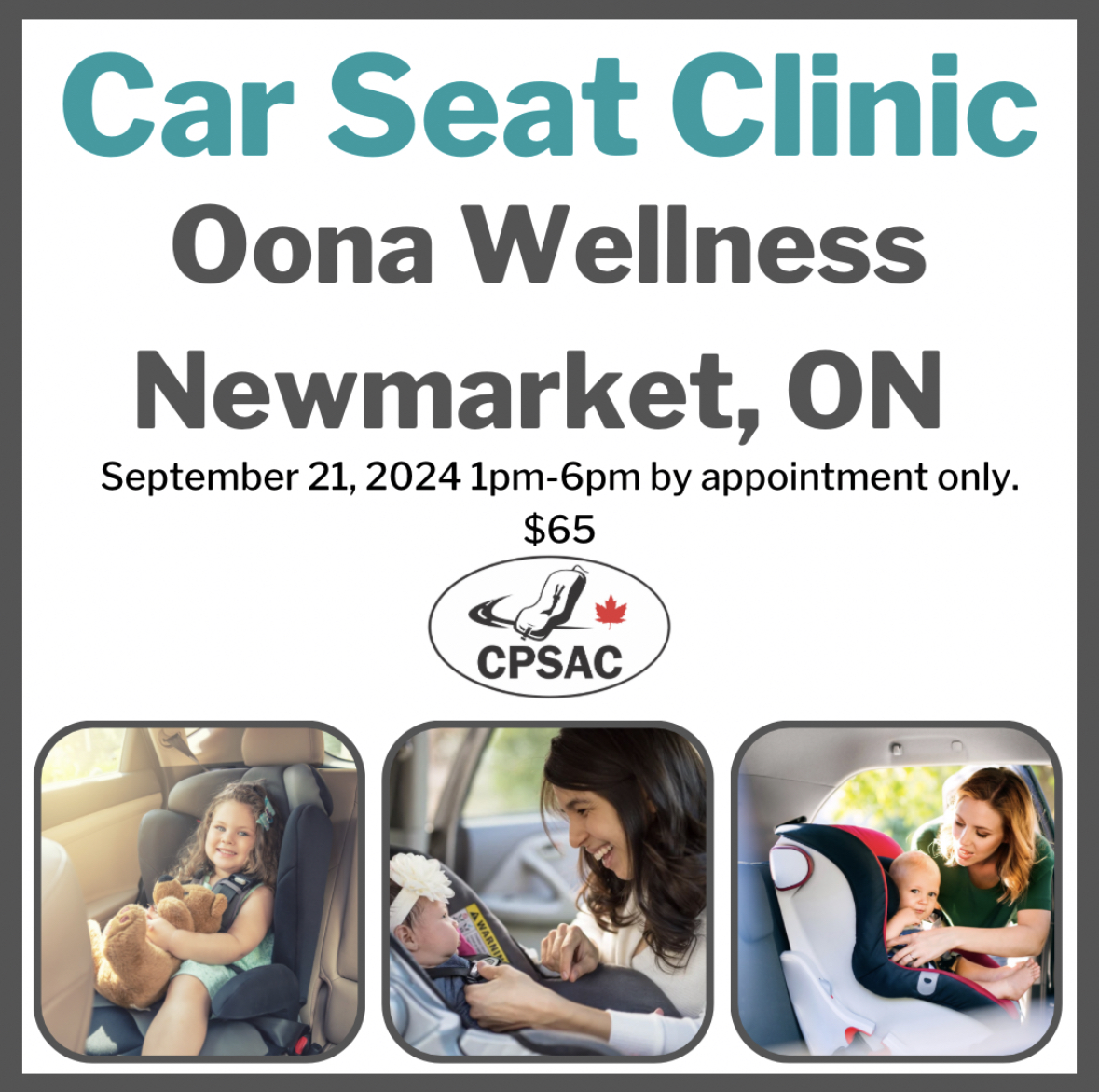 Car Seat Safety Clinic at Oona Wellness | CPSAC